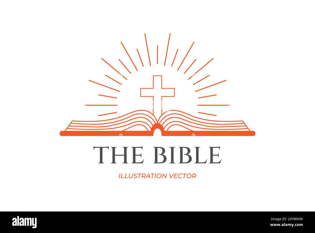 Sunrise Jesus Christian Cross with Bible for Religion Illustration ...