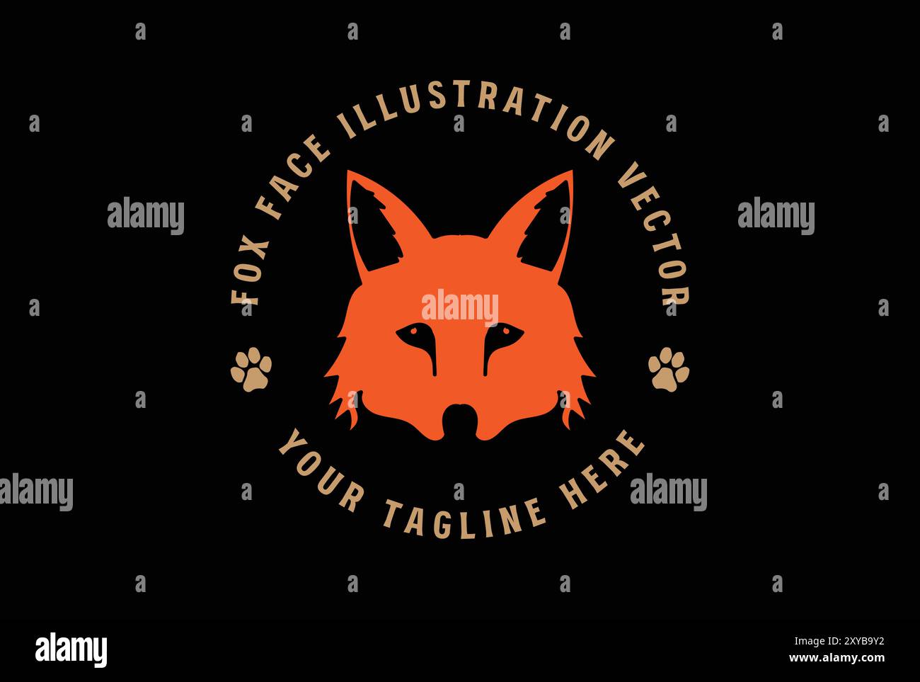 Simple Minimalist Orange Fox Head Face Badge Emblem Label Icon ...