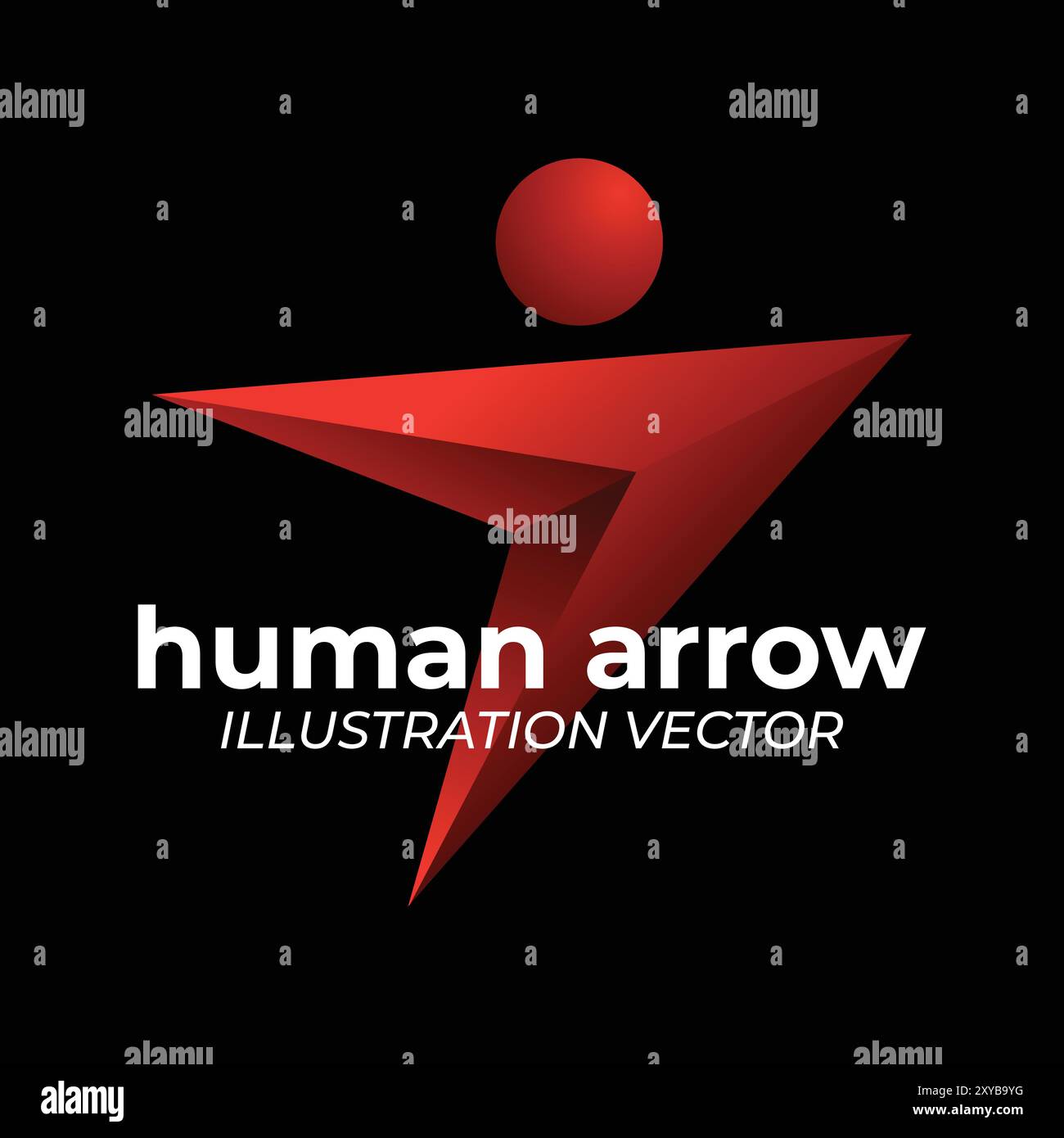 Gradient Red 3D Human Arrow Arrowhead Symbol Design Vector Stock Vector ...