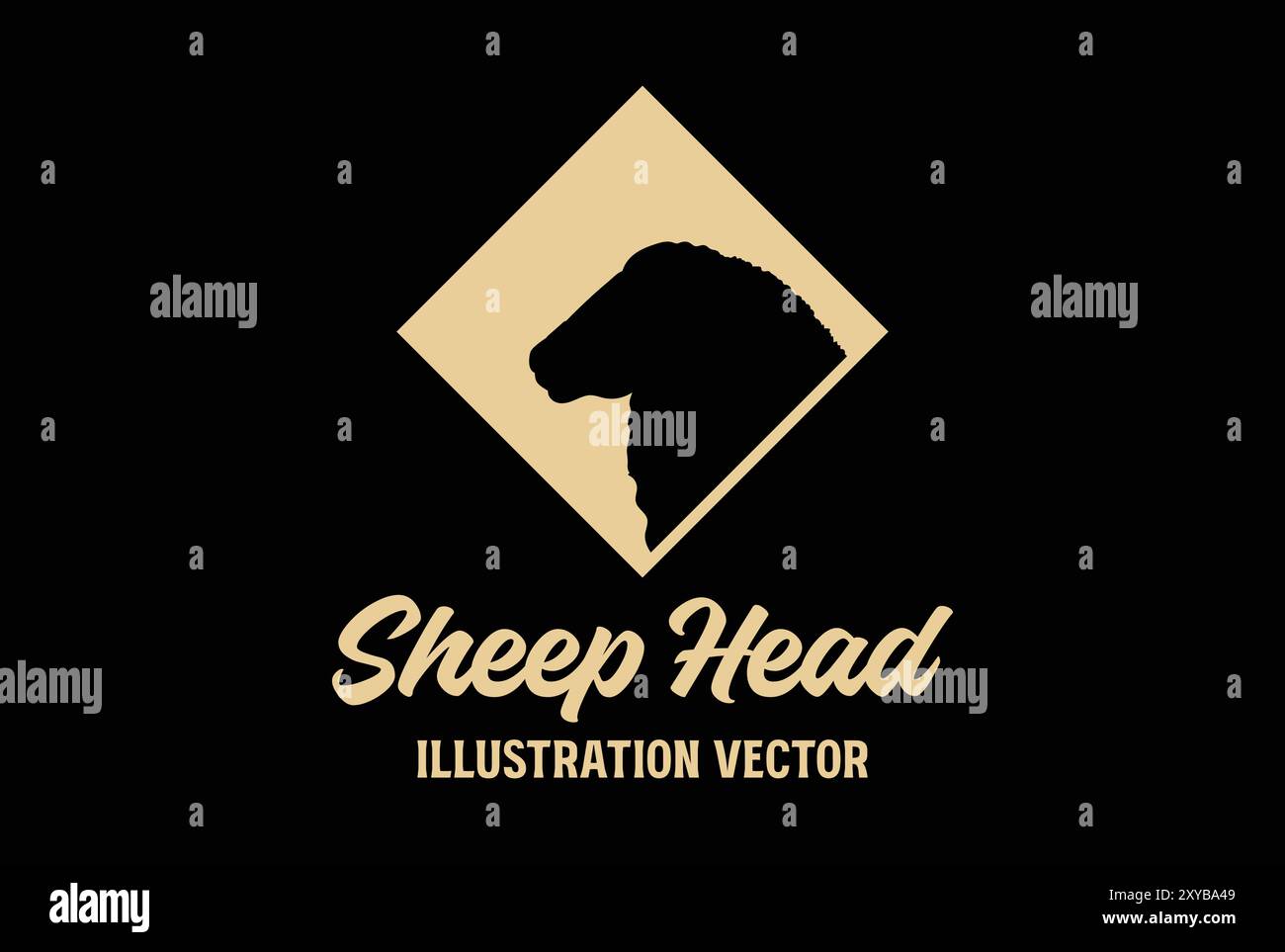 Simple Minimalist Goat Sheep Head Silhouette Illustration Vector Stock ...