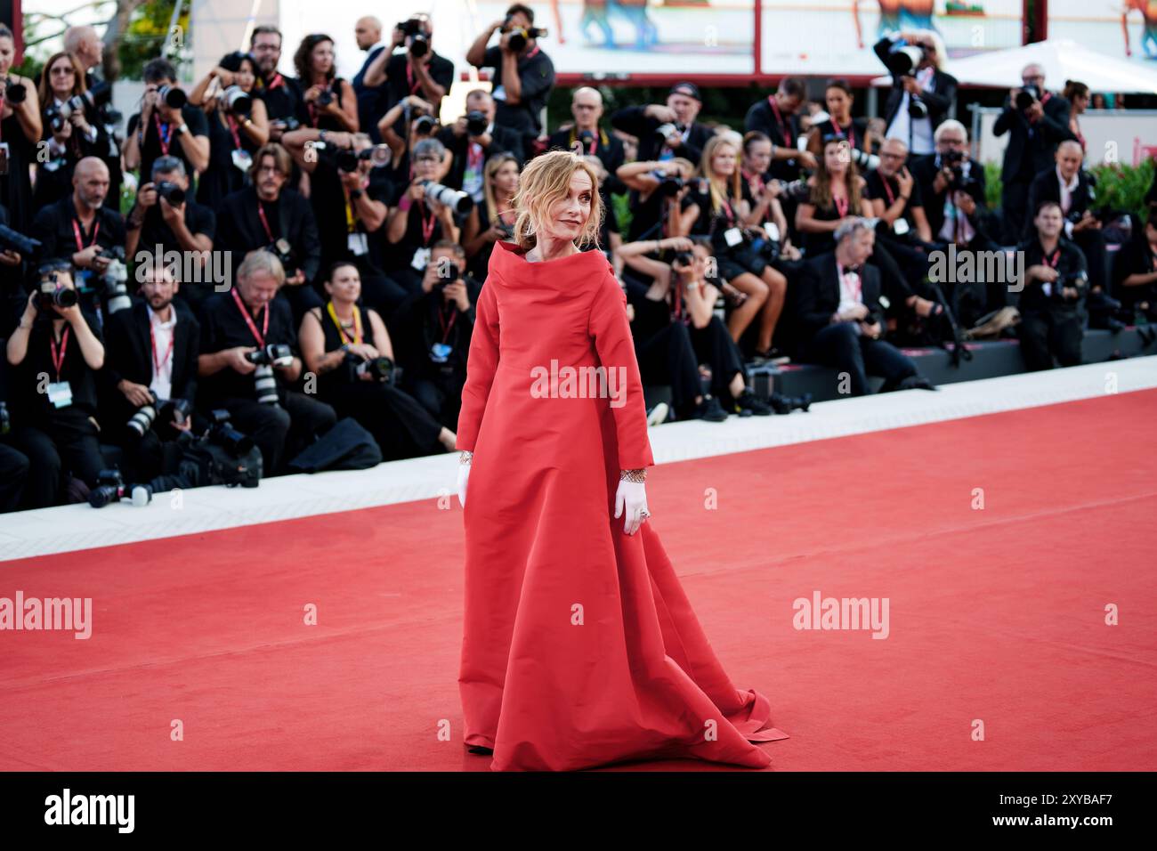 VENICE, ITALY - AUGUST 28 2024 - Opening red carpet - Isabelle Huppert ...