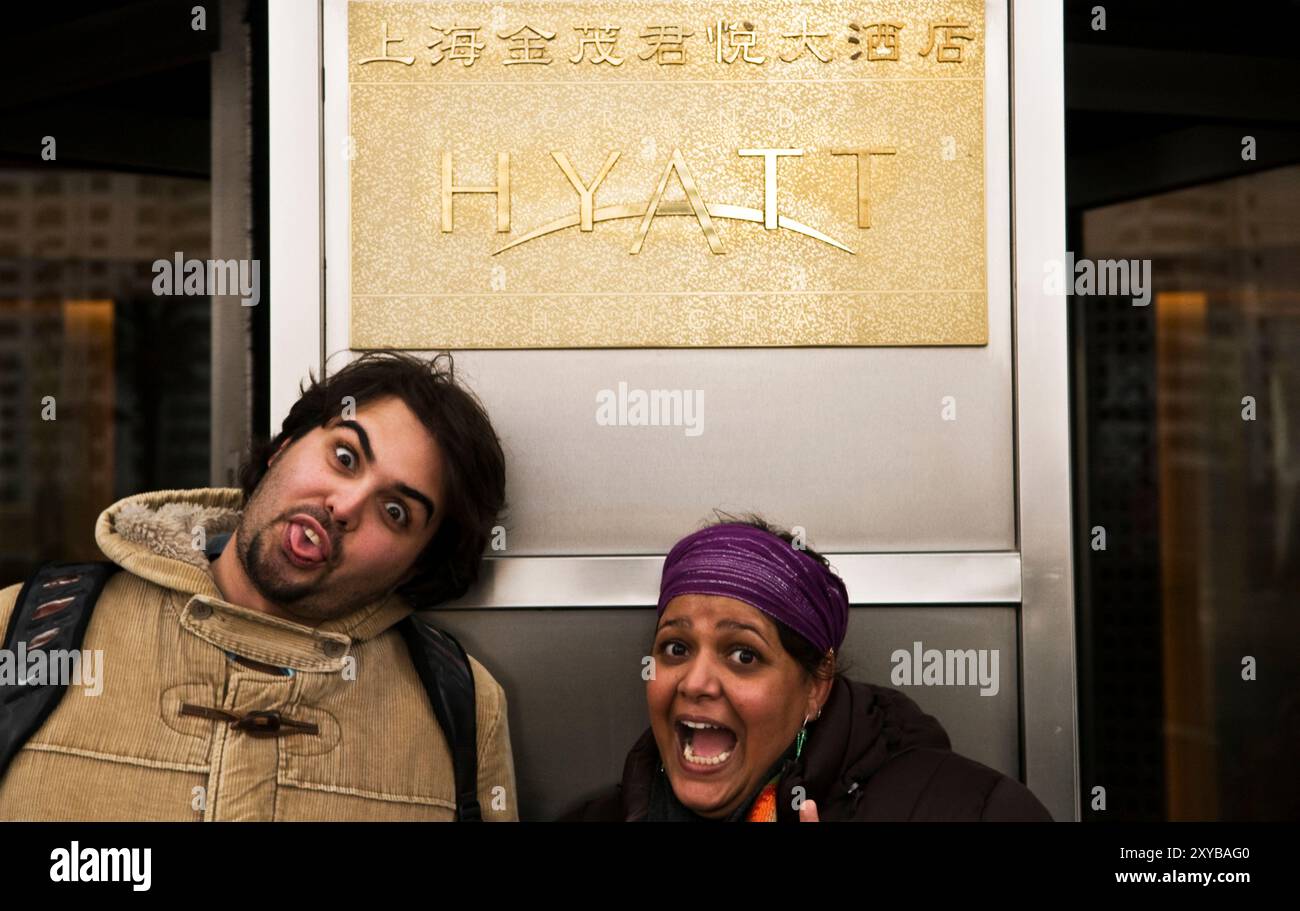 Funny faces at the Hyatt hotel in Shanghai Stock Photo - Alamy