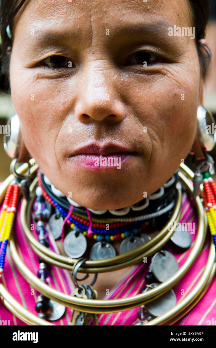 Portrait of a Gayo Karen woman taken in a refugee camp on the Thai ...