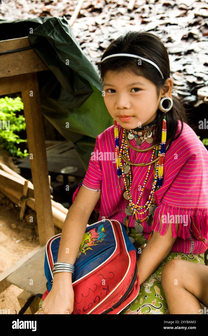 Portrait of a Gayo Karen refugee taken in a refugee camp on the Thai ...