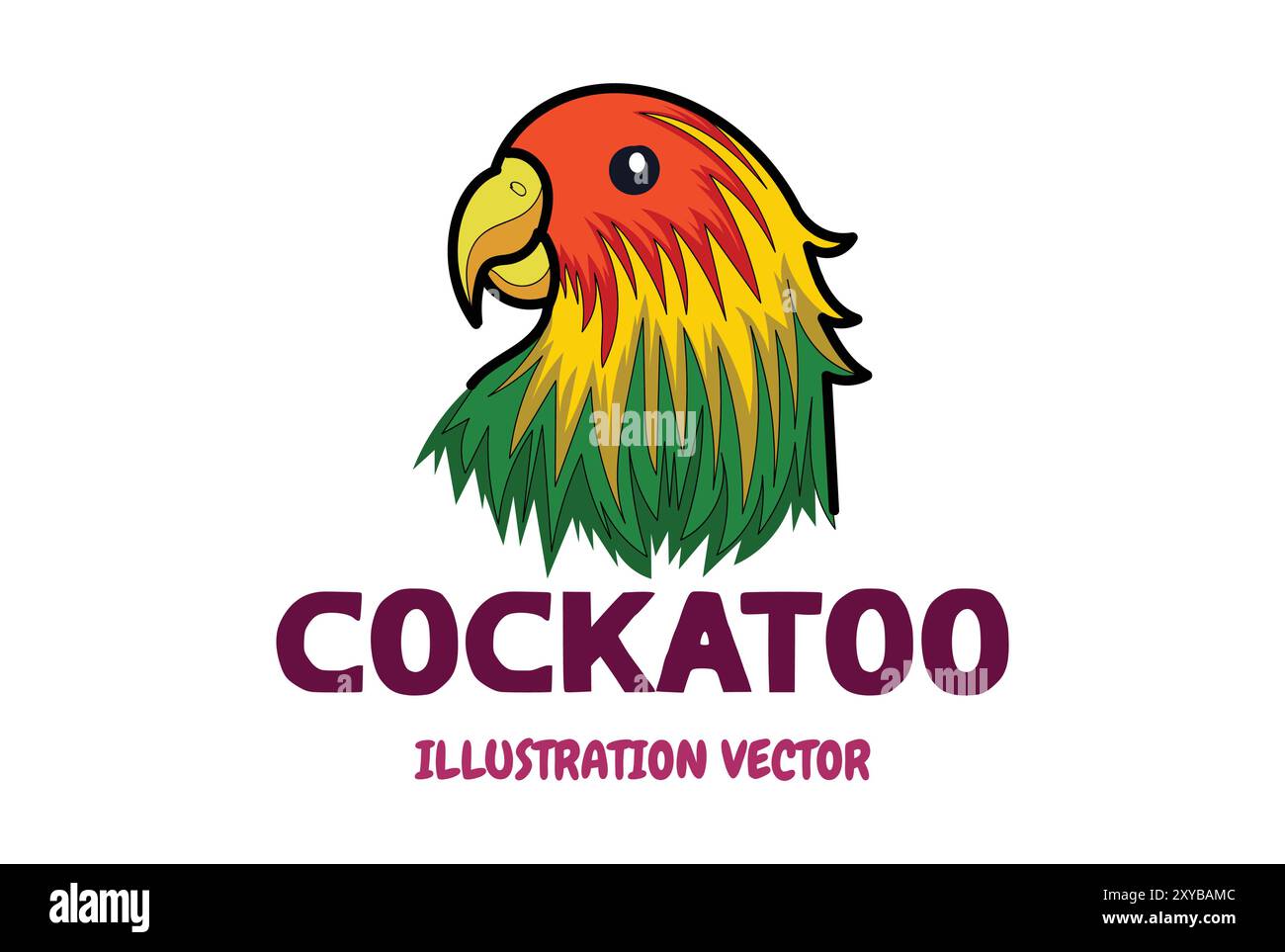 Colorful Cockatoo Parrot Parakeet Bird Head Illustration Design Vector ...