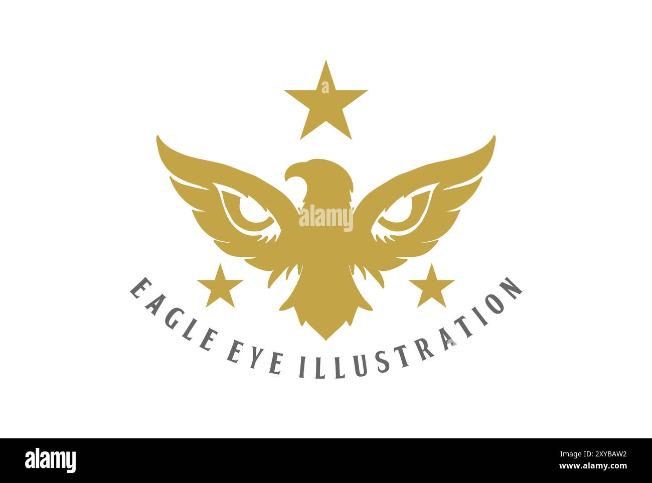Golden Spread Wings Eagle Hawk Falcon Phoenix Icon Illustration Stock ...
