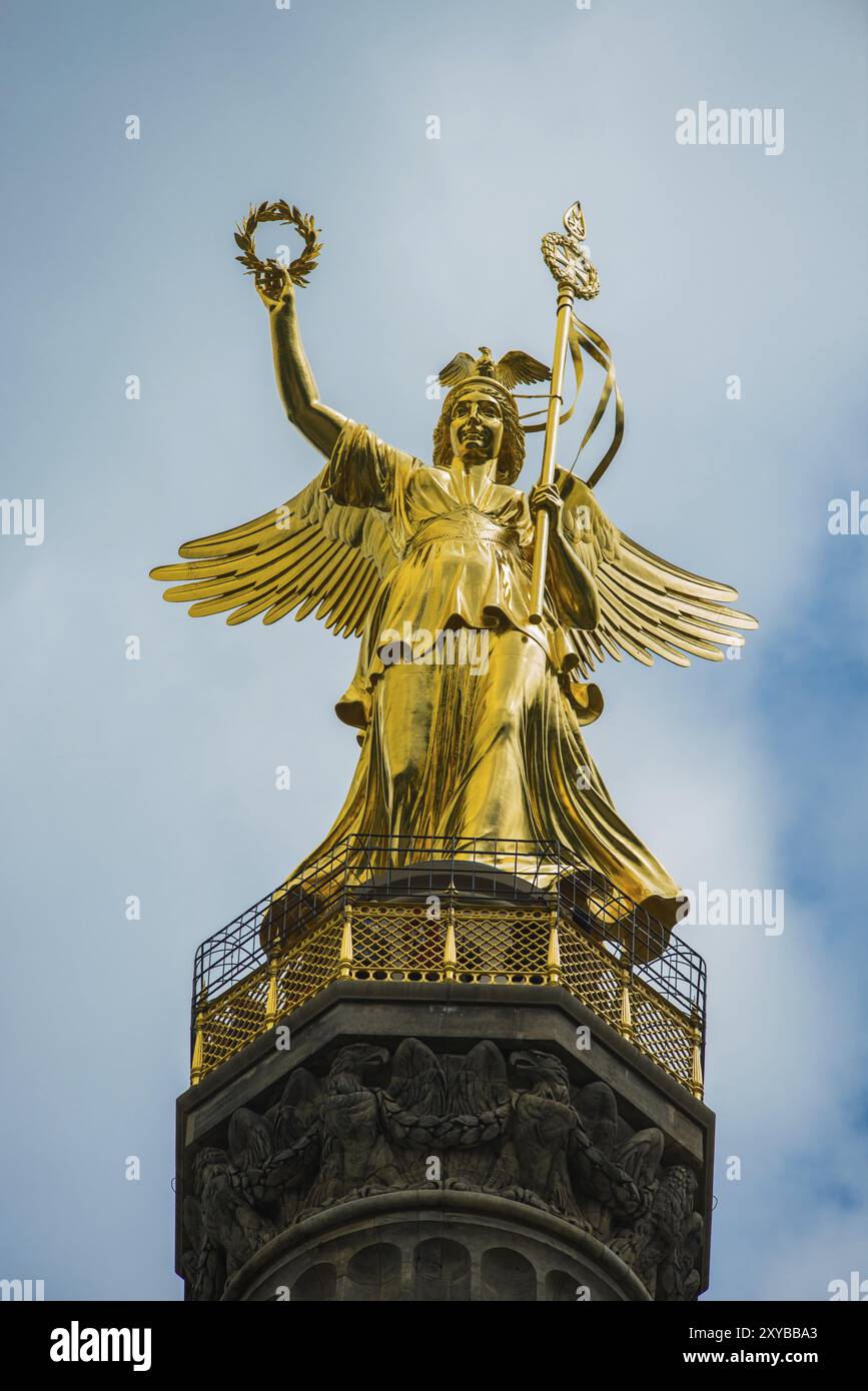 Statue of the goddess of victory Nike on the Victory Column in Berlin ...
