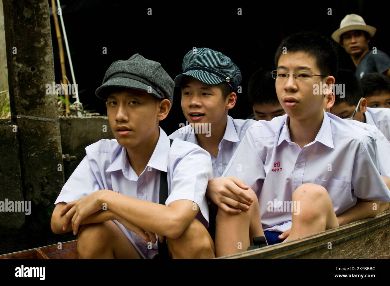 School students use boats to go to school in the Amphawa floating ...