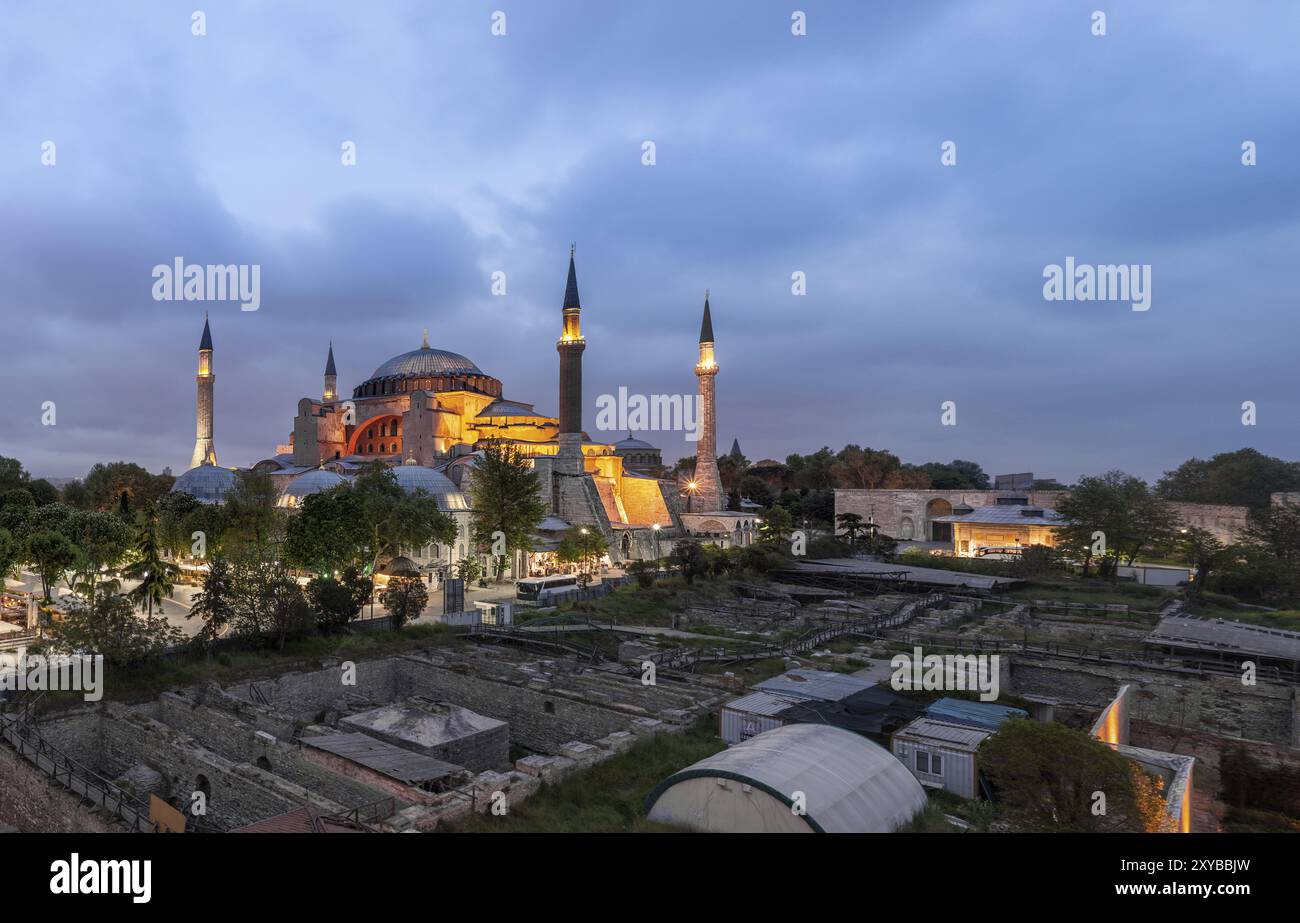 Panoramic photo of Hagia Sophia church and mosque in Istanbul, Turkey ...