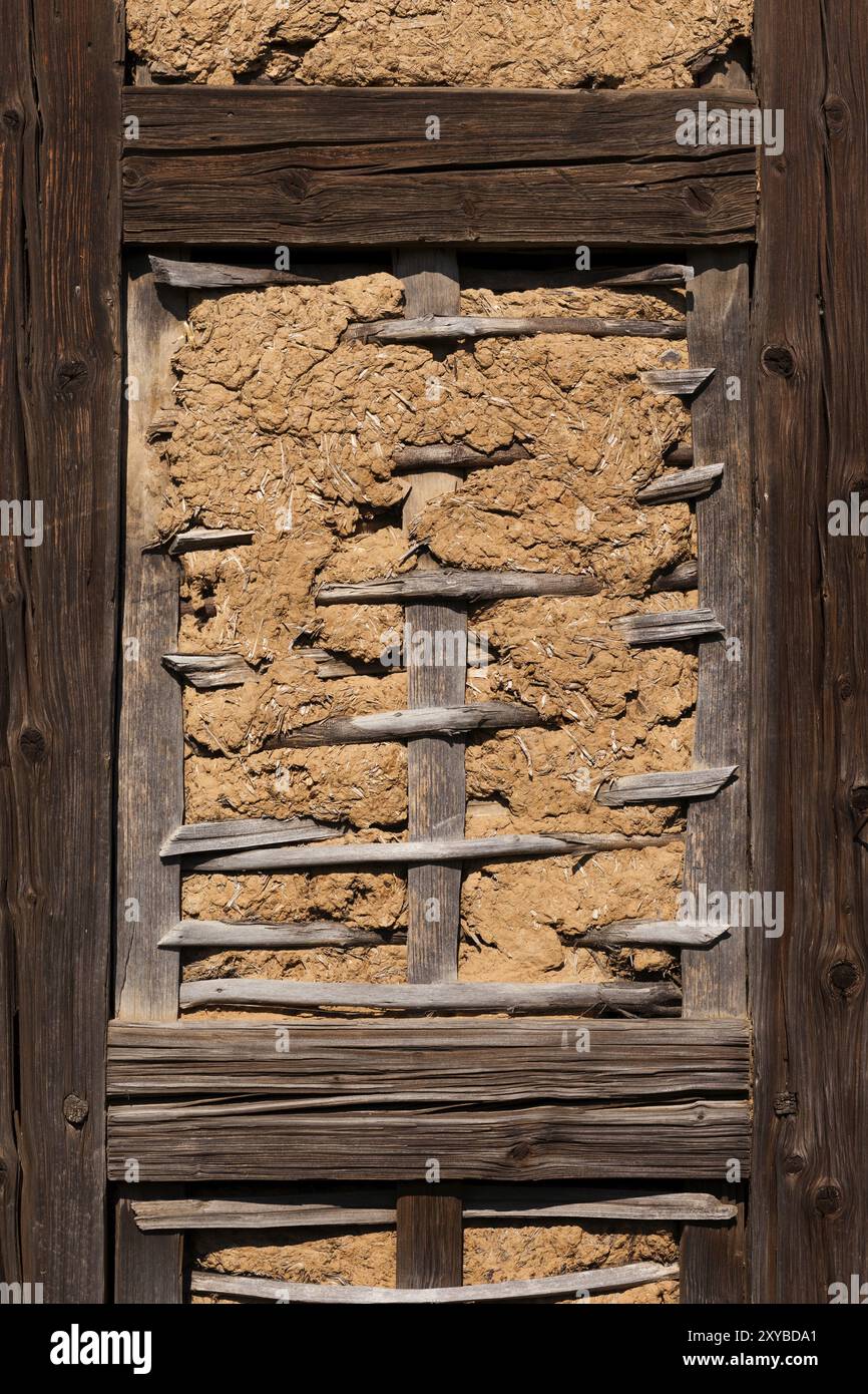 Detail of the structure of an old half-timbered house Detail of the ...