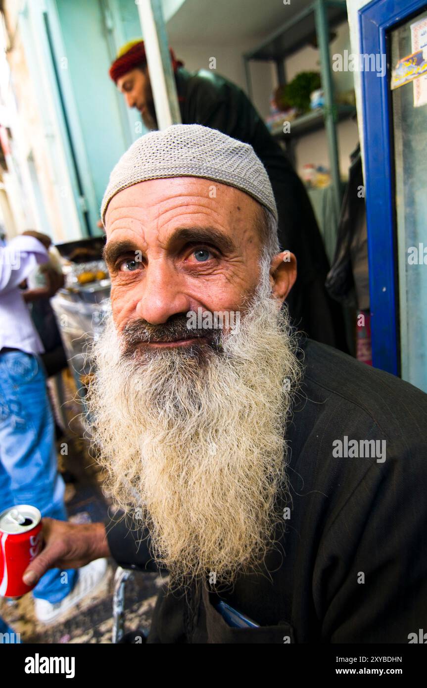 Portrait of a Palestinian man taken in the old city of Jerusalem Stock ...