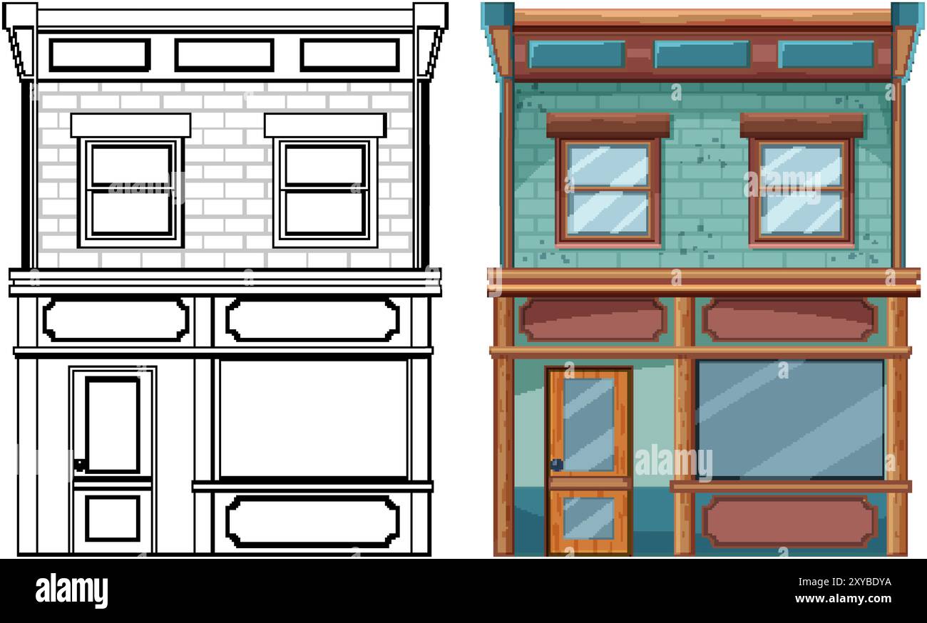 Detailed vector of a two-story house Stock Vector Image & Art - Alamy