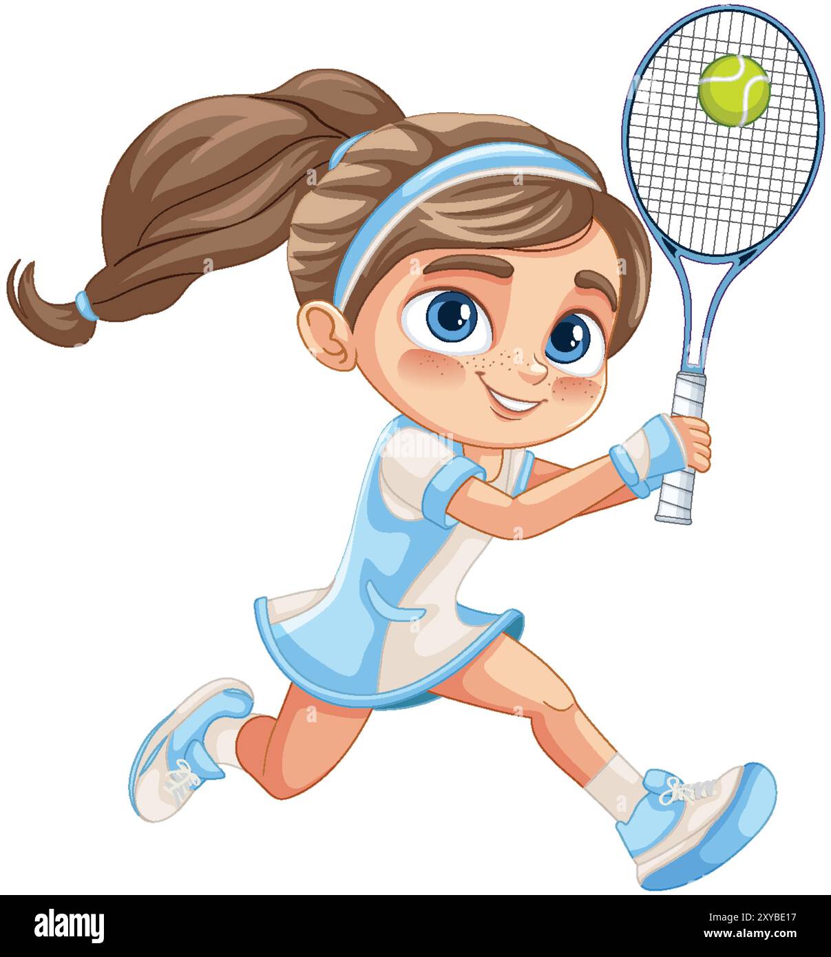 Animated girl hitting a tennis ball Stock Vector Image & Art - Alamy