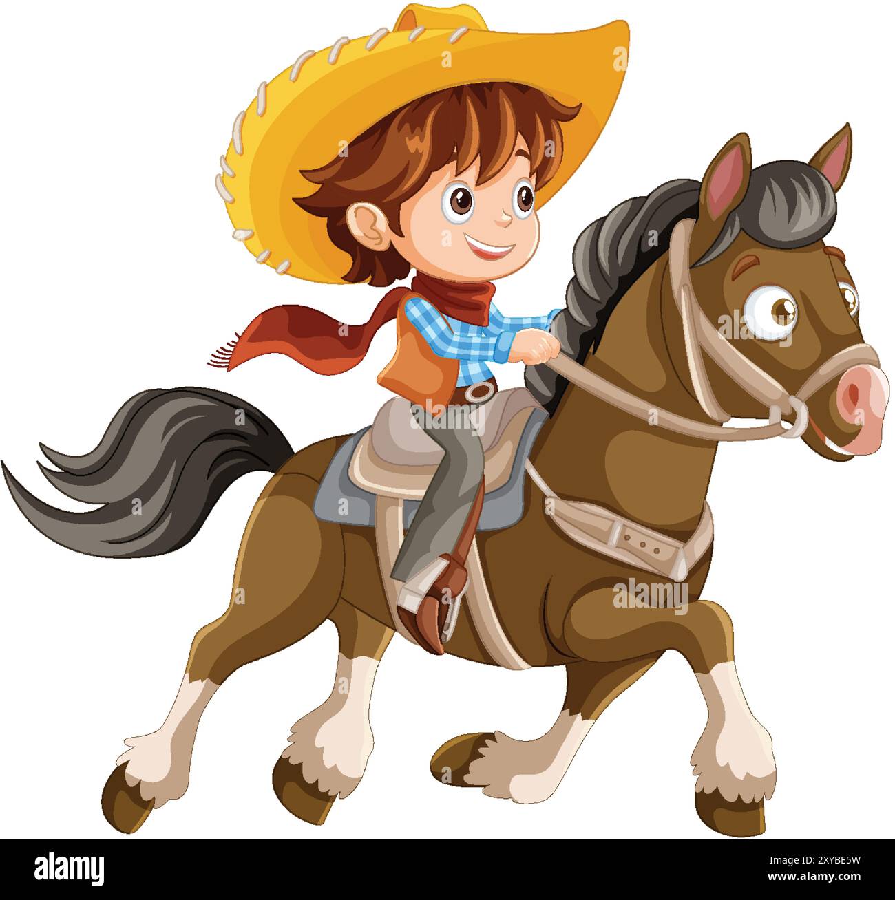 Child riding horse in Stock Vector Images - Alamy