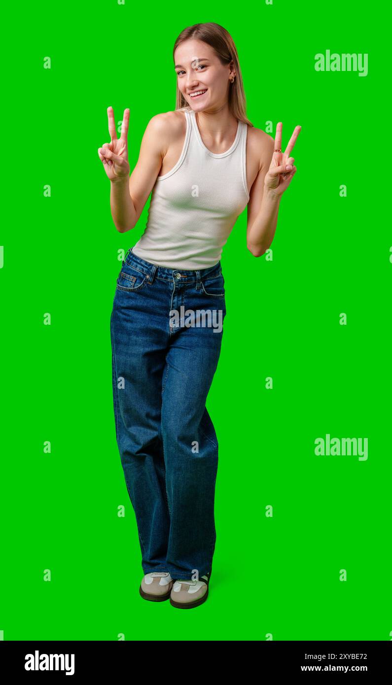 Green screen peace sign hi-res stock photography and images - Alamy