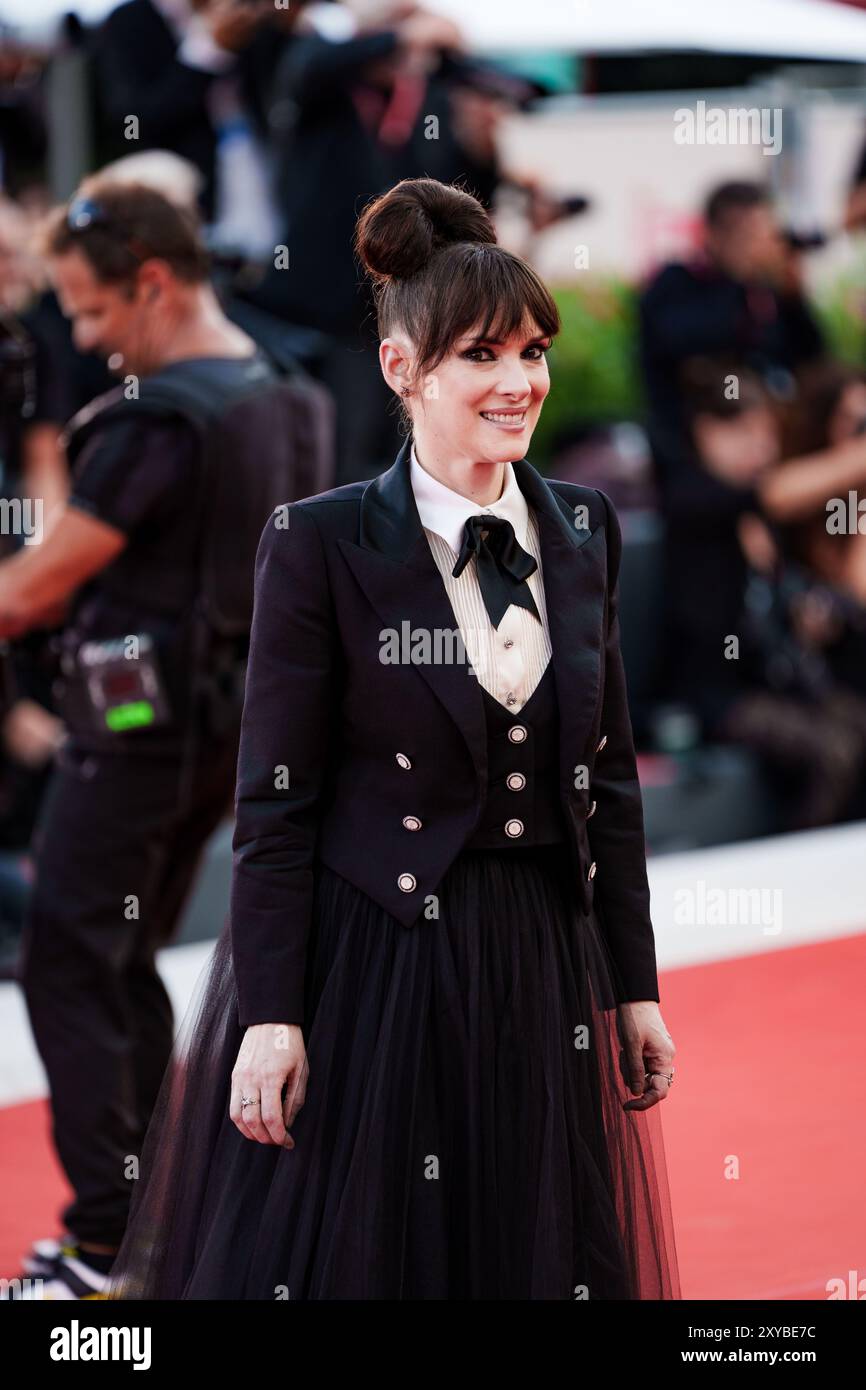 VENICE, ITALY - AUGUST 28 2024 - Opening red carpet - Winona Ryder ...
