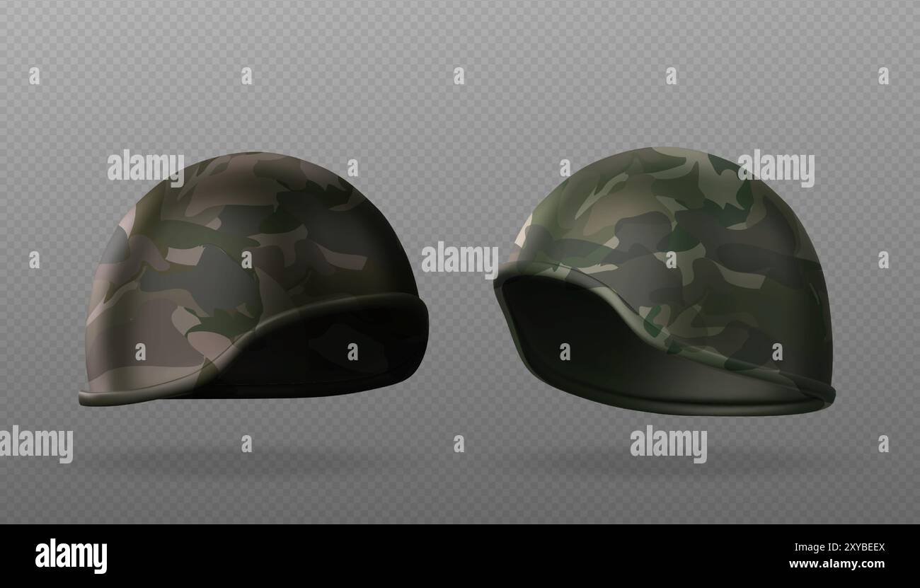 Military helmet mockups set isolated on transparent background. Vector ...