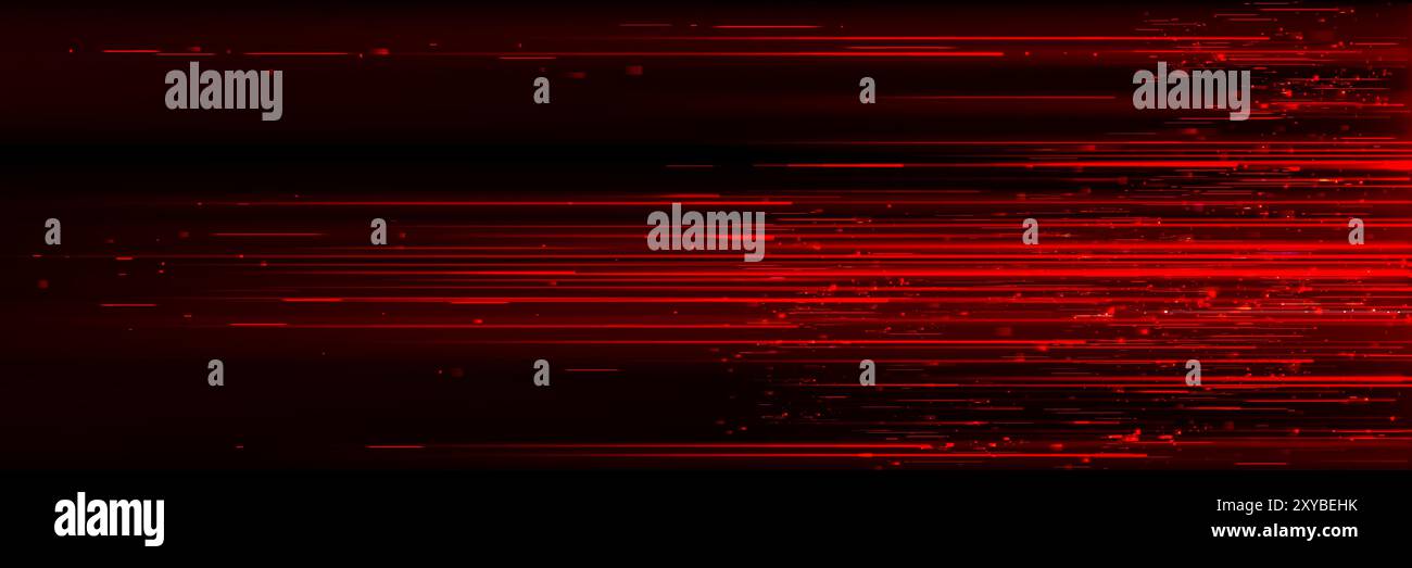 Red light lines on black background. Vector realistic illustration of ...
