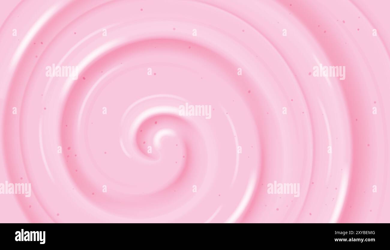 Strawberry yogurt top view. Pink milk ripple wave. 3d liquid creamy ...