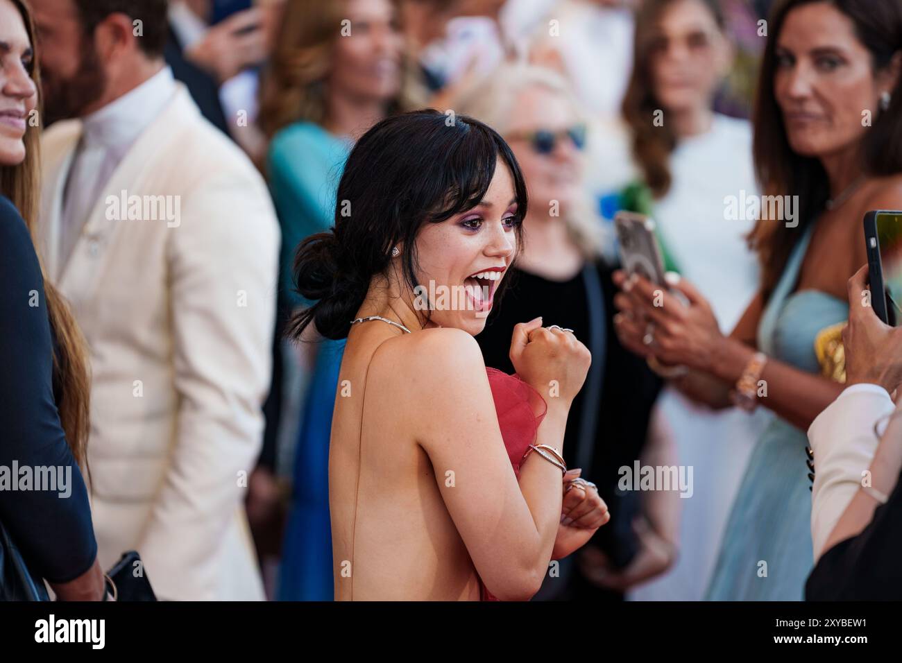 VENICE, ITALY - AUGUST 28 2024 - Opening red carpet - Winona Ryder, Catherin O'Hara, Tim Burton ...