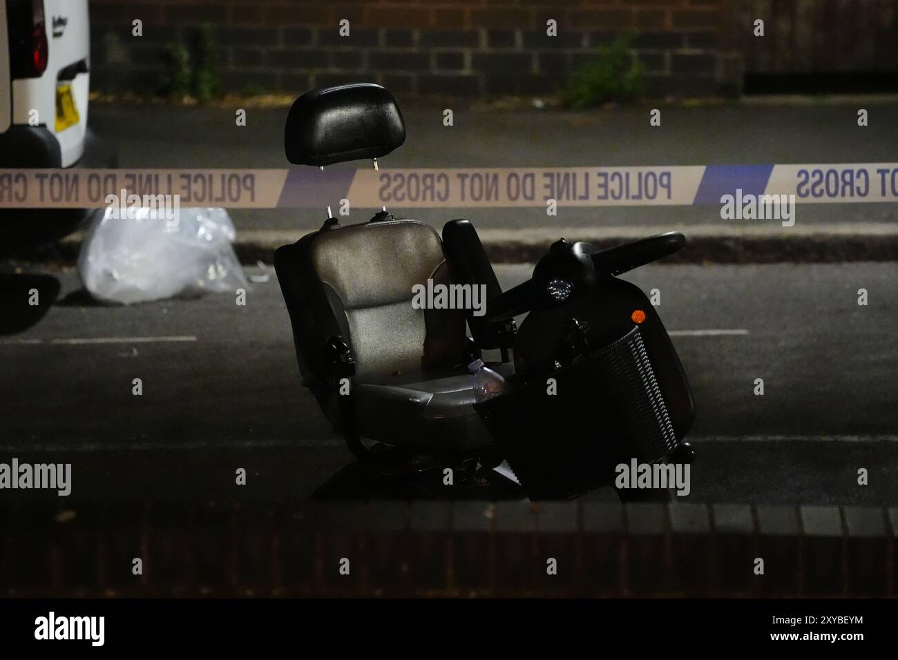 A black and grey electric wheelchair on Overbury Street near the scene ...