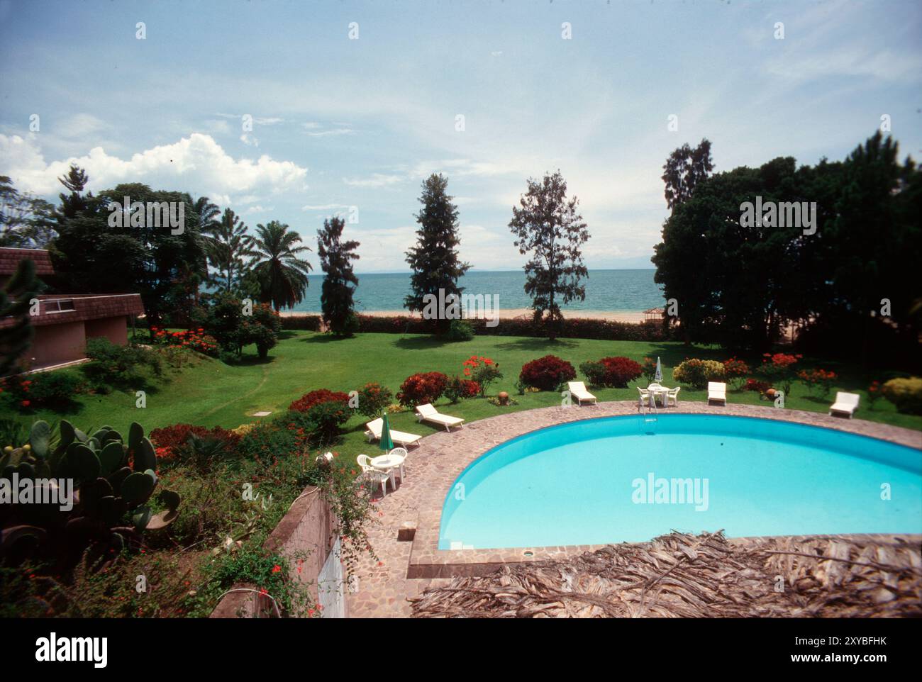 Swimming Pool at Meridien Hotel on the shores of Lake Kivu at Gisenyi ...