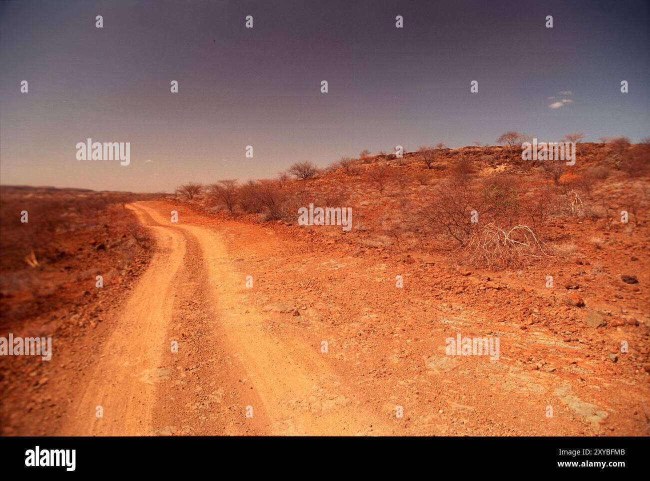 Dry landscape in Northern Kenya near Kapedo, on the way to Lokichar and ...