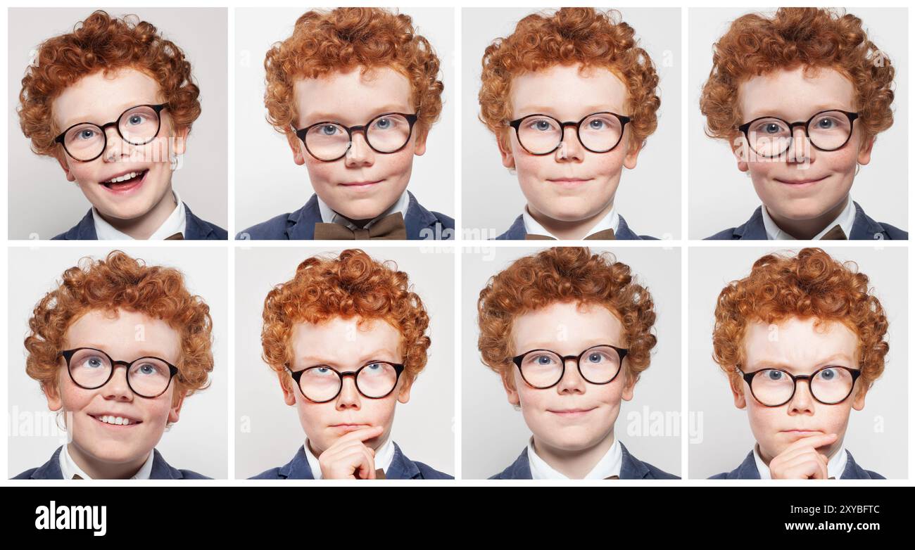 Portrait collage collection. Set of shots with diverse facial ...