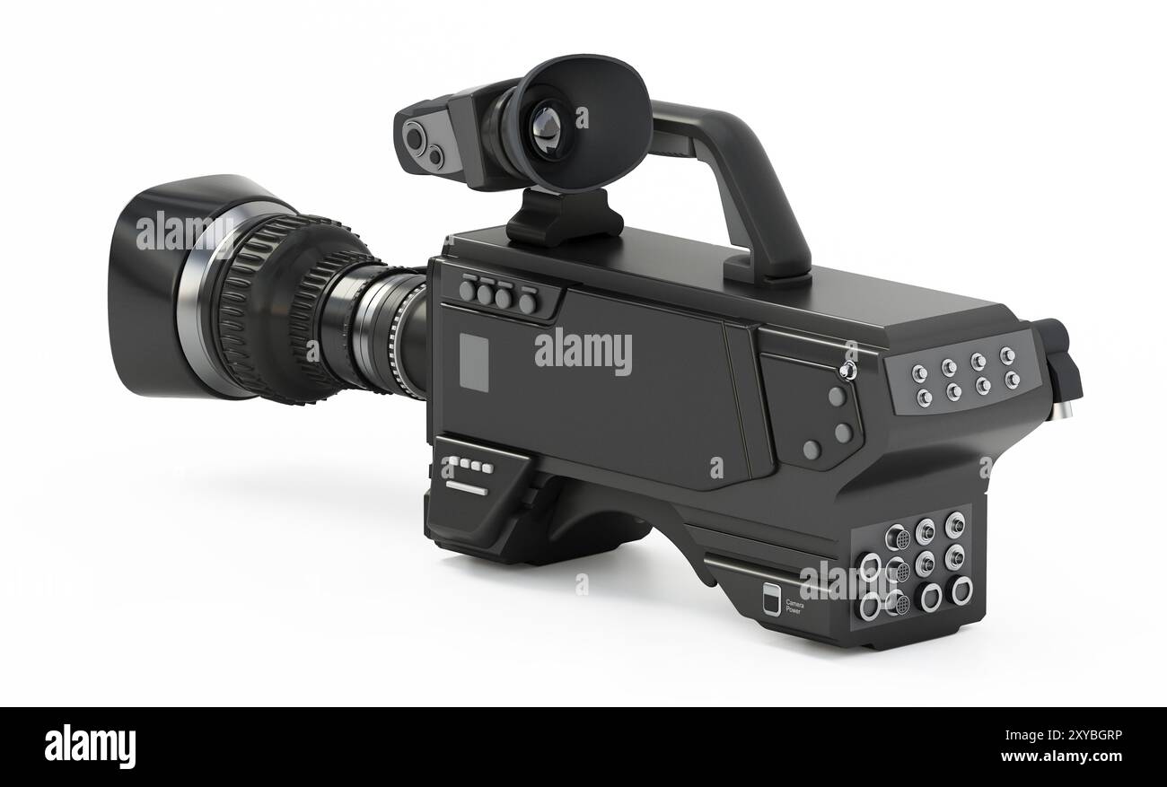 Professional video camera isolated on white background. 3D illustration ...