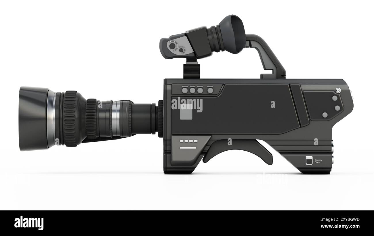 Professional video camera isolated on white background. 3D illustration ...