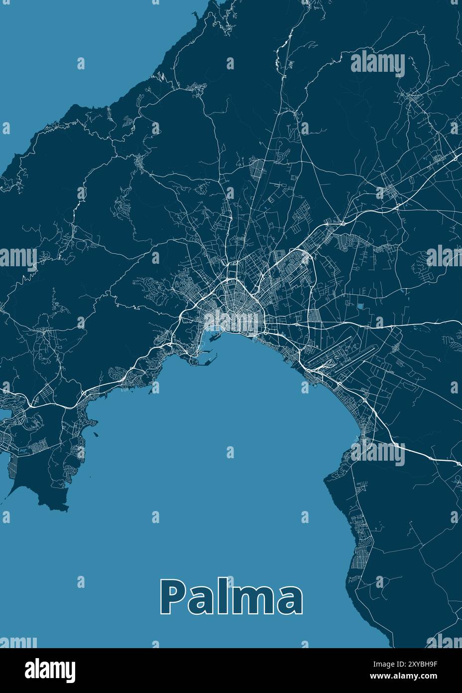 Palma, Spain artistic blueprint map poster Stock Vector Image & Art - Alamy