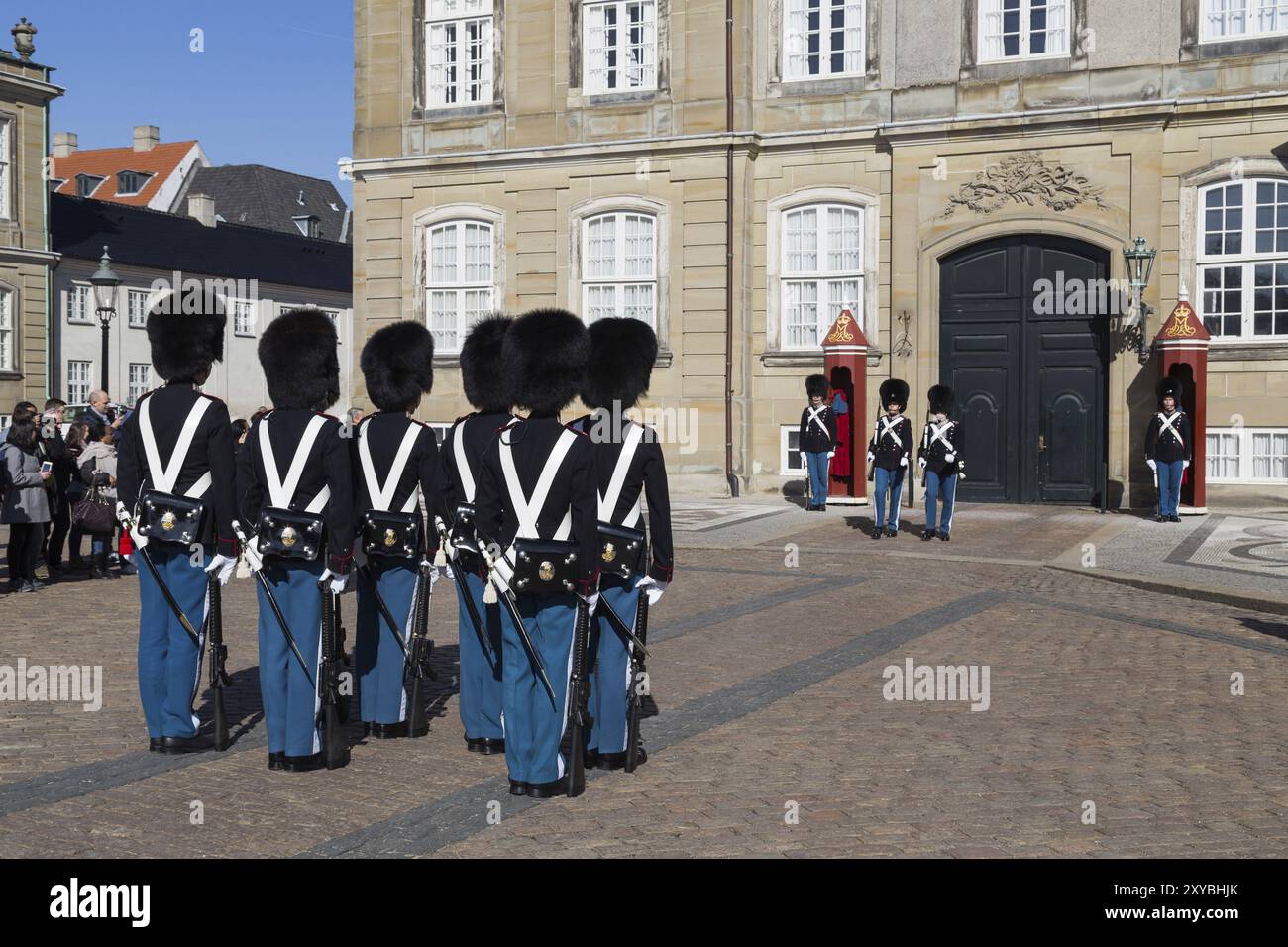 Copenhagen, Denmark, March 16, 2016: Changing ceremony of the royal ...