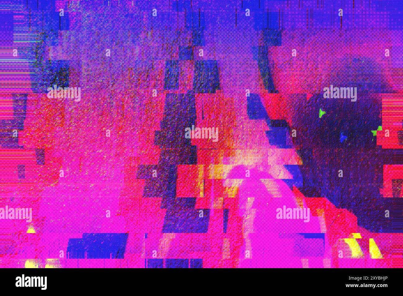 Abstract digital motion glitch art distorted background with pixelated ...