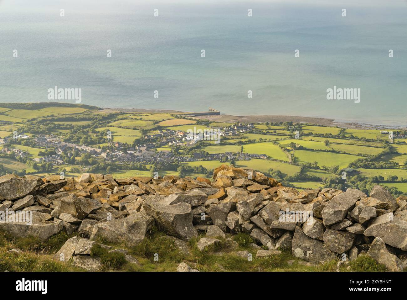 Welsh landscape on the Llyn Peninsula, view from Tre'r Ceiri towards ...