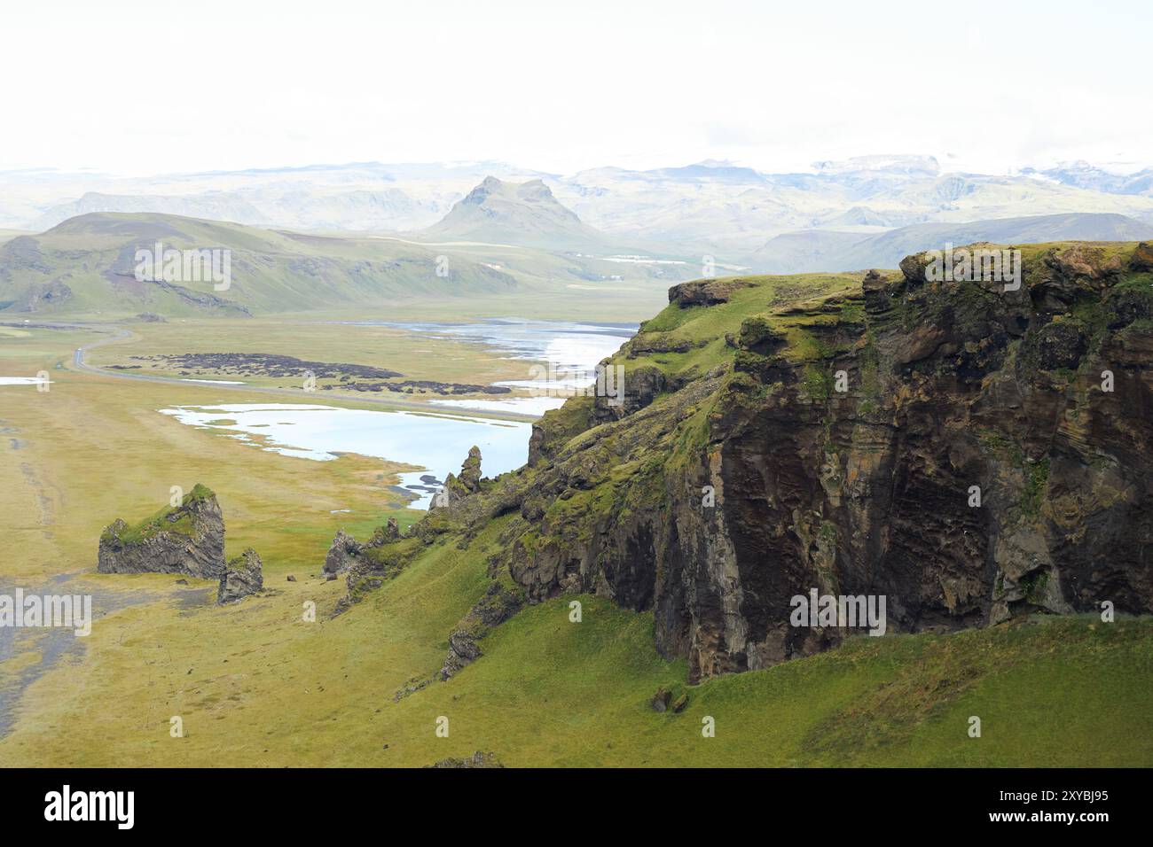 Coastal Cliffs of Iceland Overlooking the Black Sand Beaches and the ...