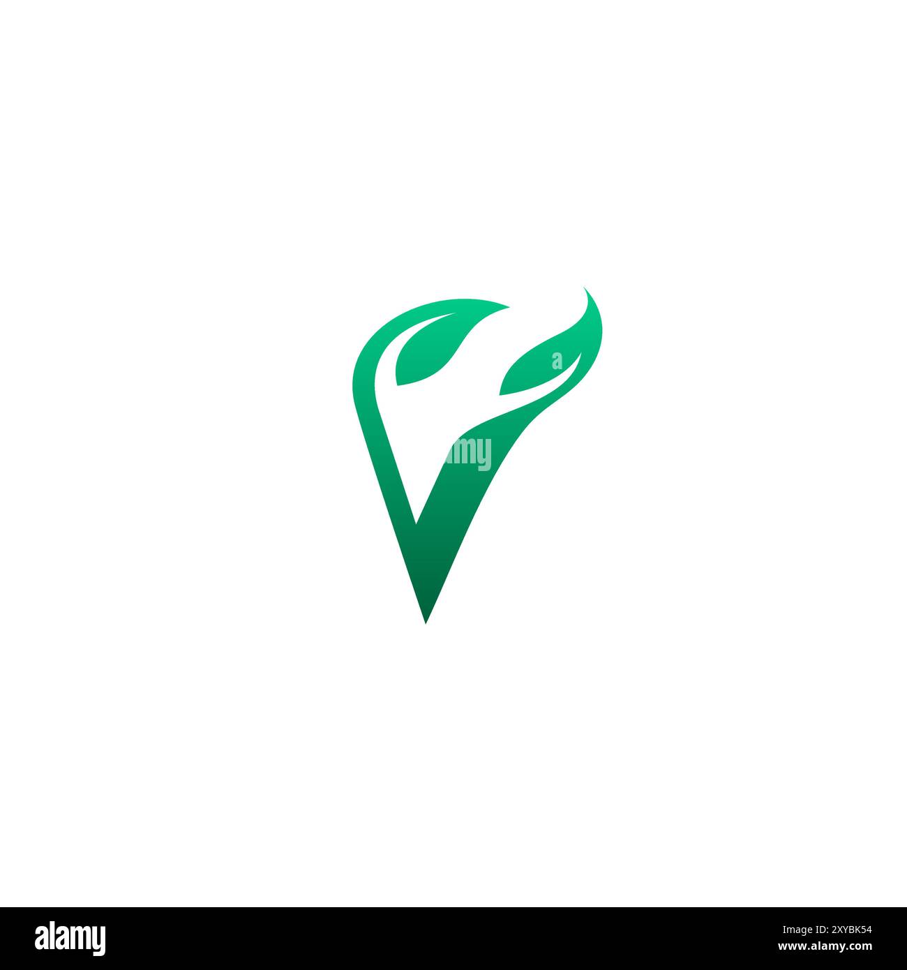V Leaf Organic Logo Vector. Leaf Letter V Icon Stock Vector Image & Art ...