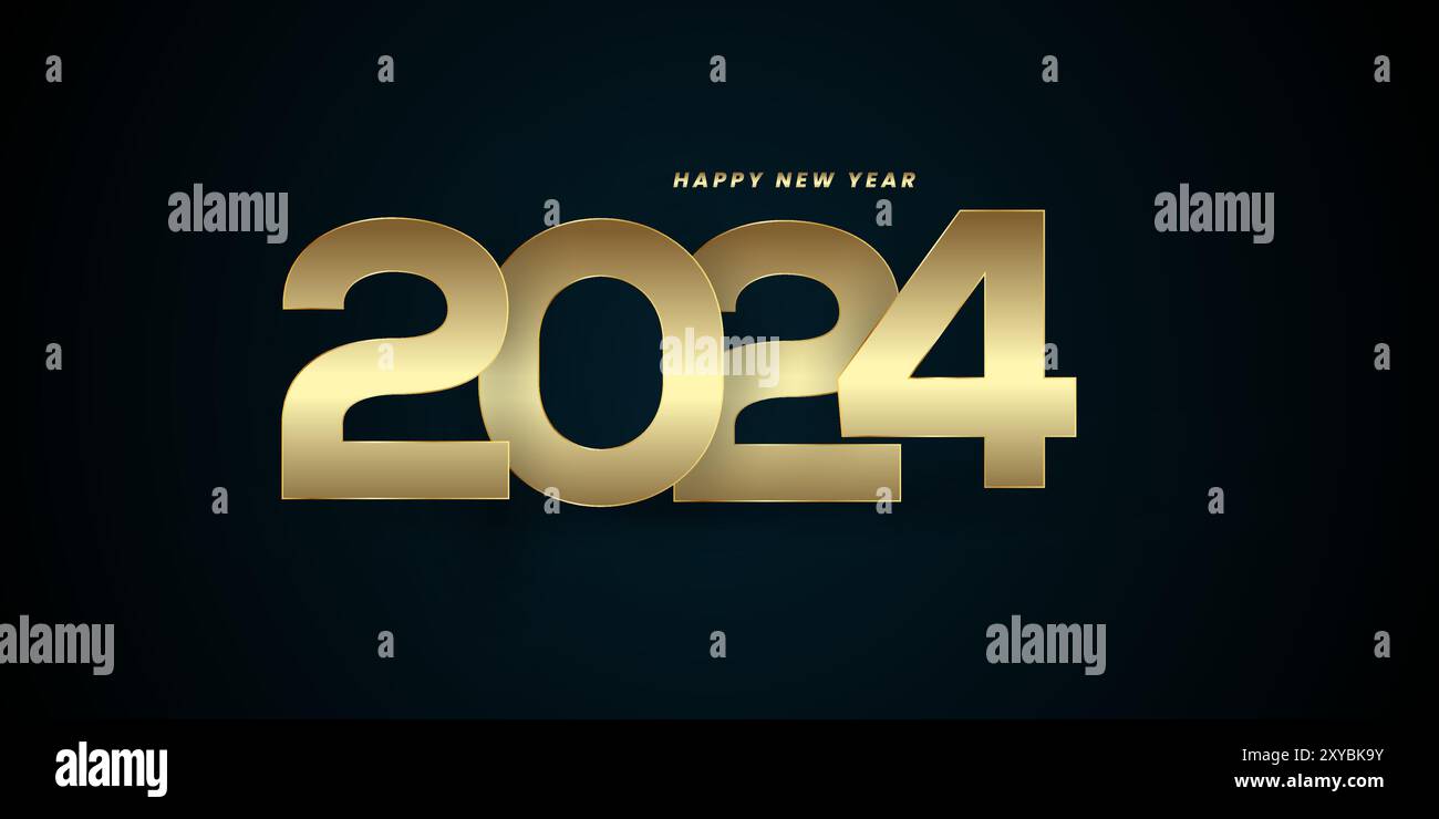 Happy New year 2024 concepts for celebrations banner, golden ribbons on ...