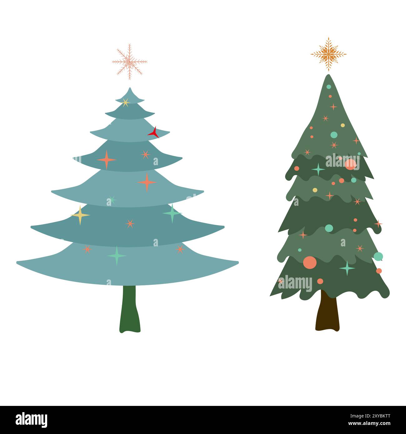 Two Christmas trees in different styles. Green Christmas Trees vector ... Two Christmas trees in different styles. Green Christmas Trees vector ...