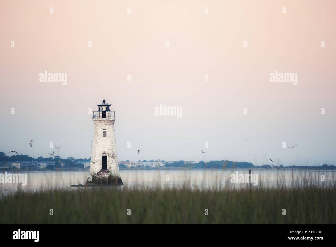 Old lighthouse at the Cockspur island, Georgia, USA, Asia Stock Photo ...