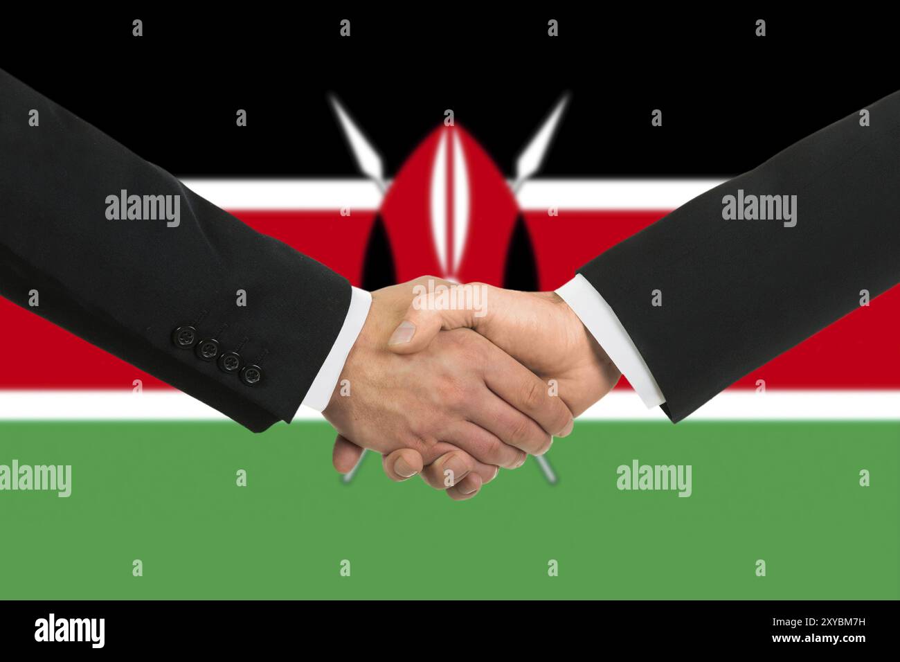The Kenyan flag and business handshake Stock Photo - Alamy