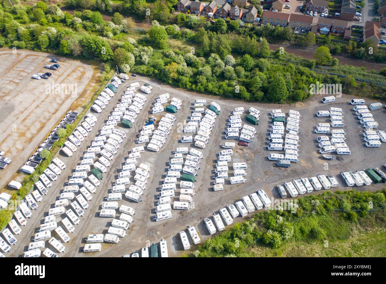 Aerial photo of a caravan storage yard located in the village of ...