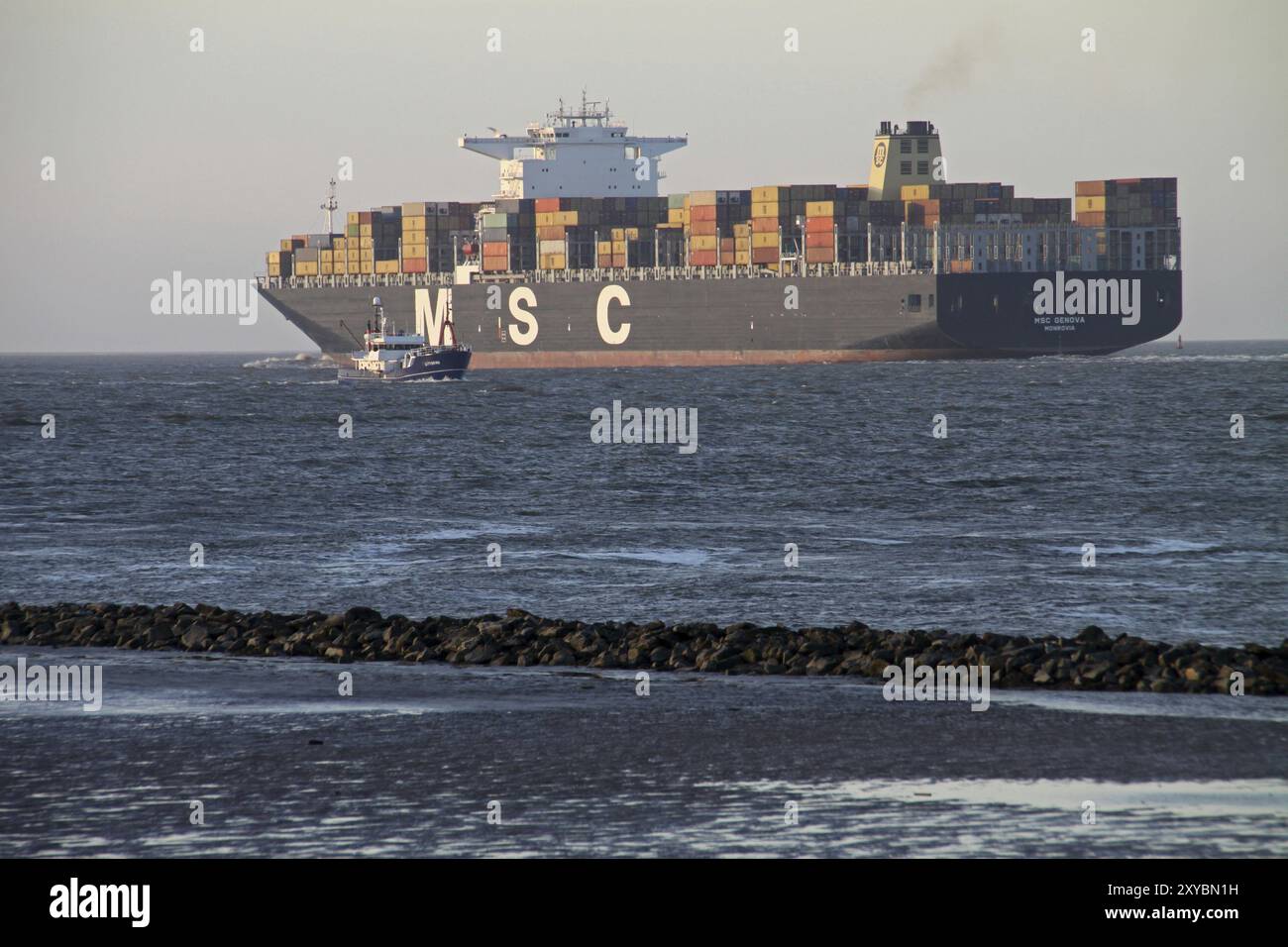 Container ship off Cuxhaven (North Sea Stock Photo - Alamy