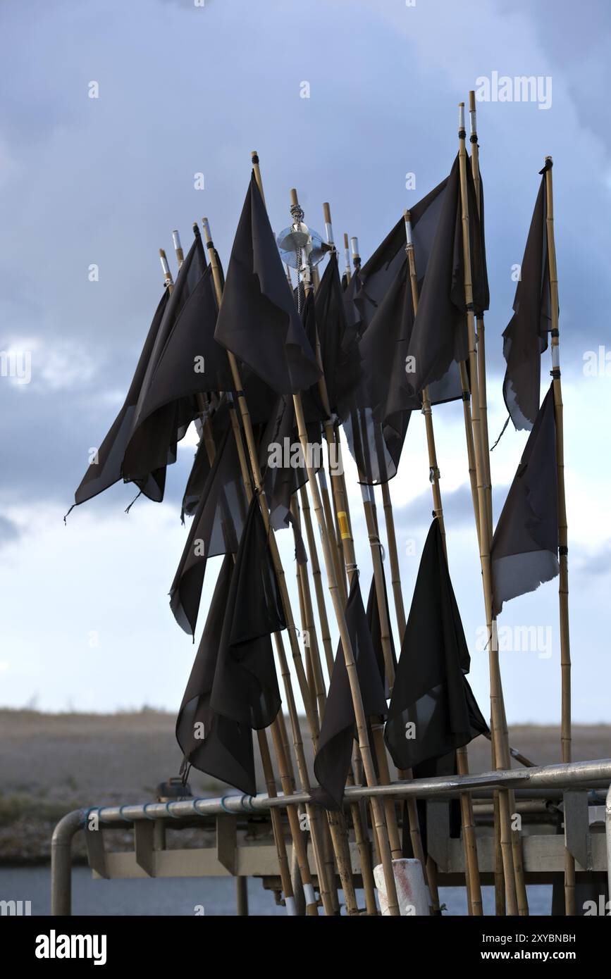 Flags to mark during fishing Stock Photo - Alamy