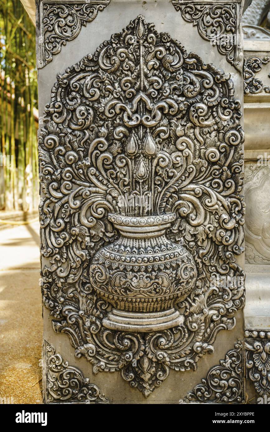 Silver carving art at Wat Srisupan in Chiangmai, Thailand, Asia Stock ...