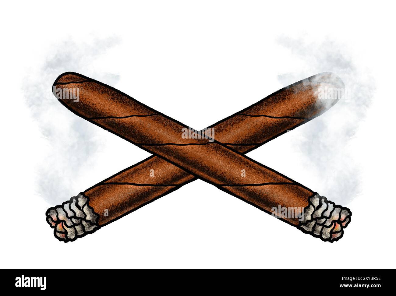 Drawing with two crossed cigars. Smoking cigar Stock Photo - Alamy