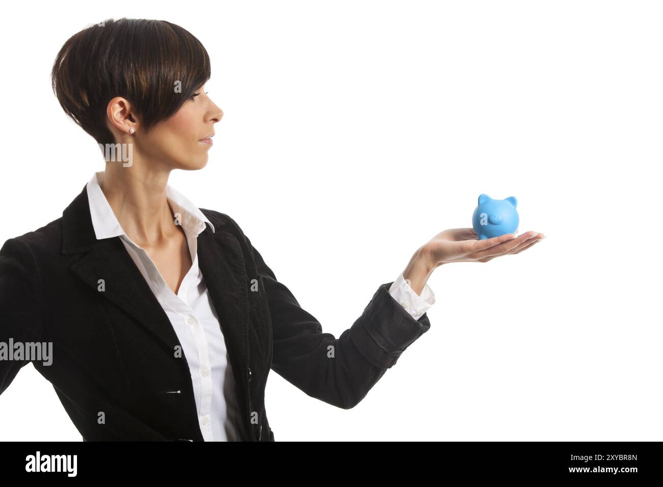 One woman saving money Cut Out Stock Images & Pictures - Alamy