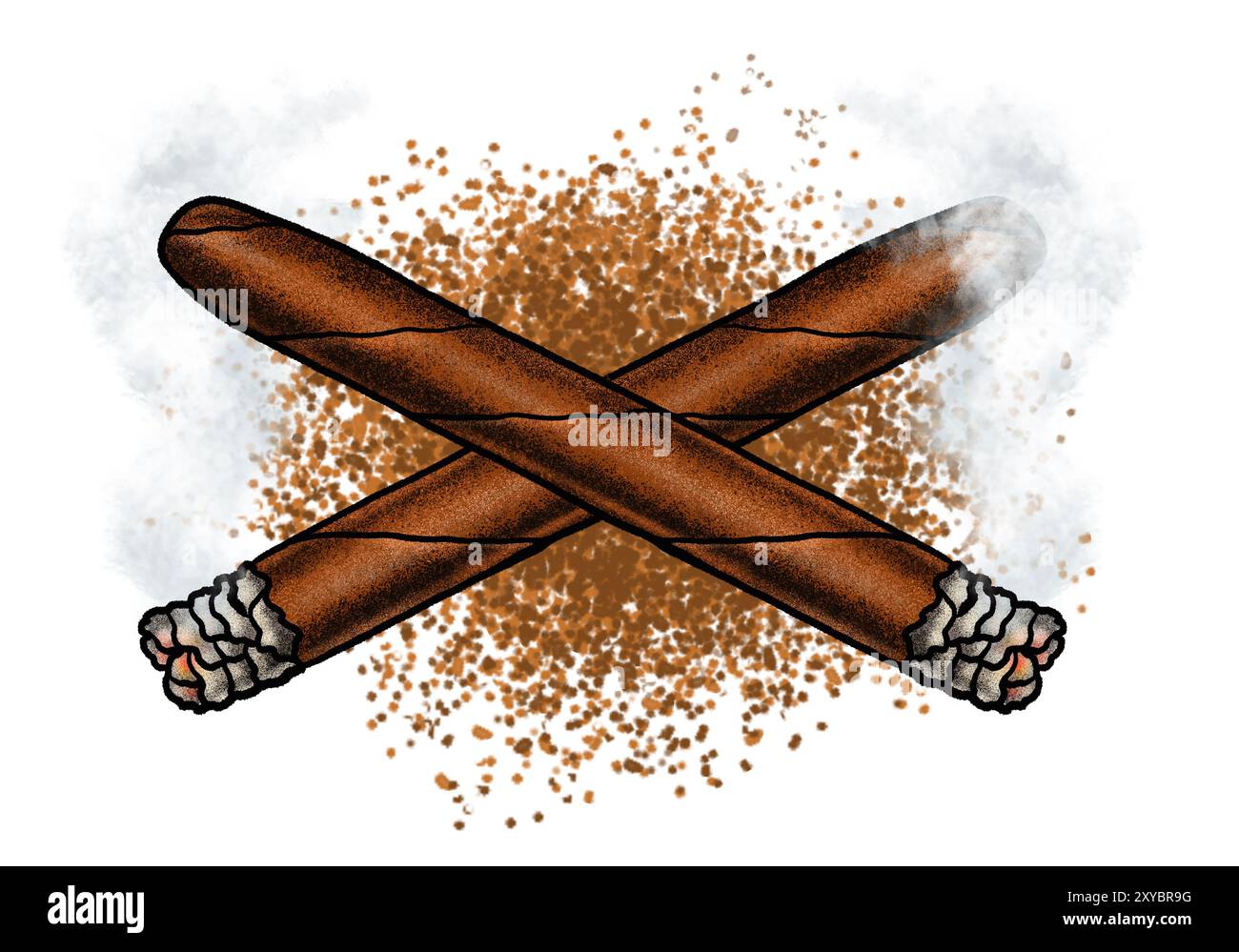 Drawing with two crossed cigars. Smoking cigar Stock Photo - Alamy