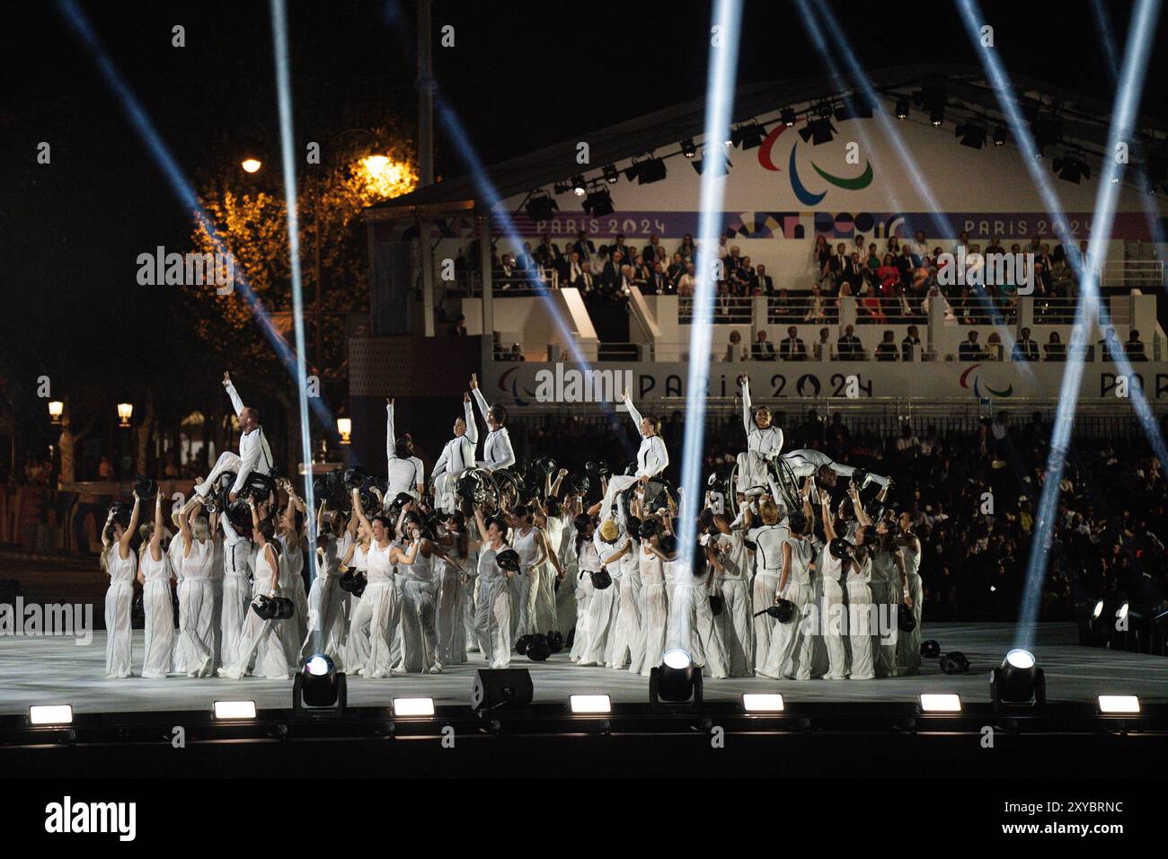 Dancers parade the stage during the Opening Ceremony for the Paris ...