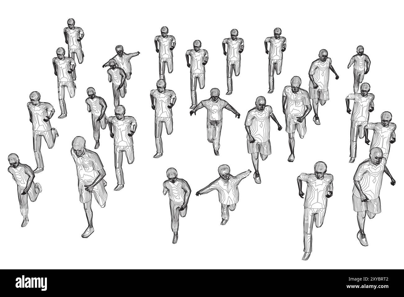 Outline of running people from black lines isolated on white background ...