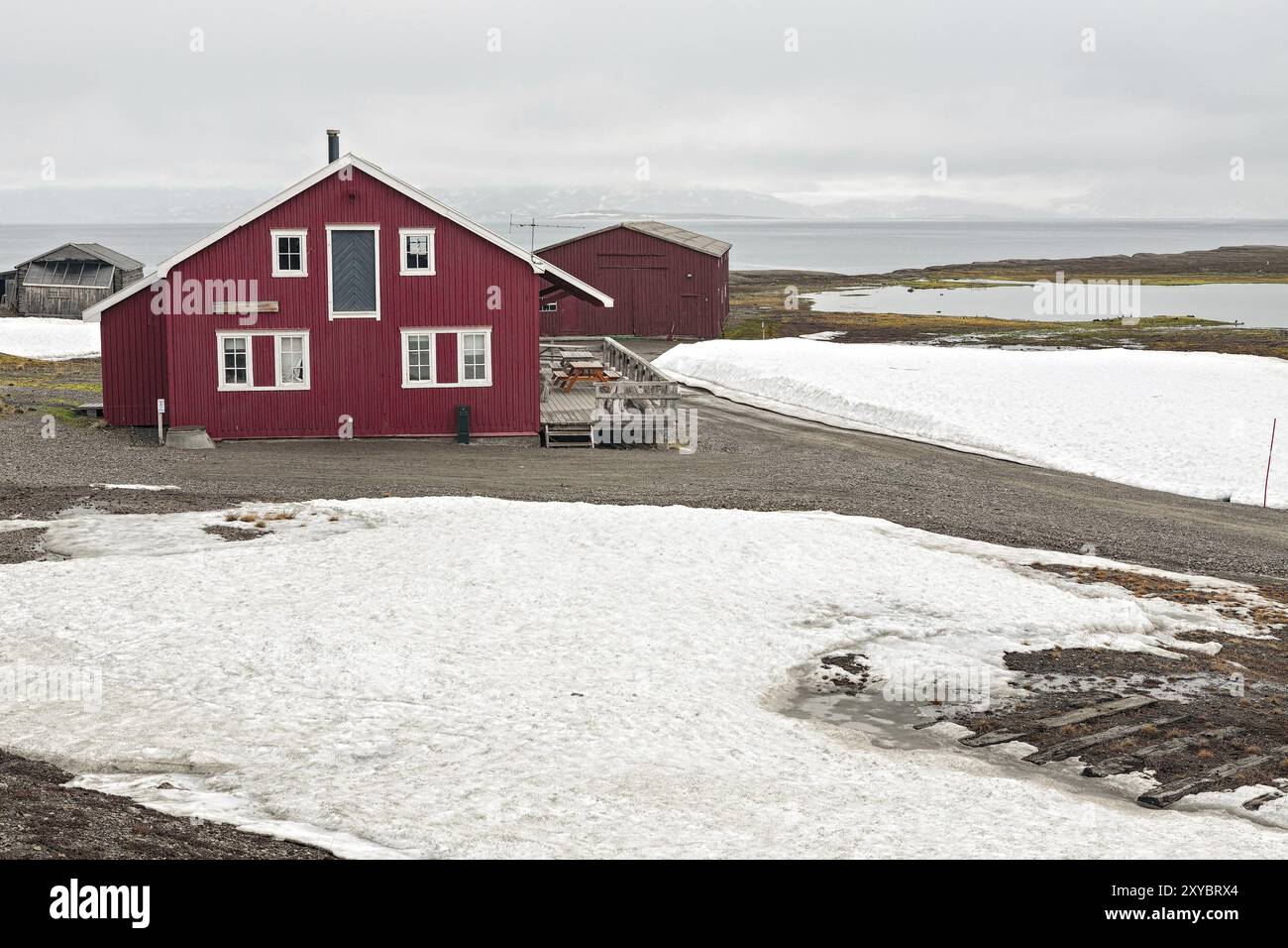 Wooden houses in Ny Alesund, Svalbard islands, Norway, Europe Stock ...